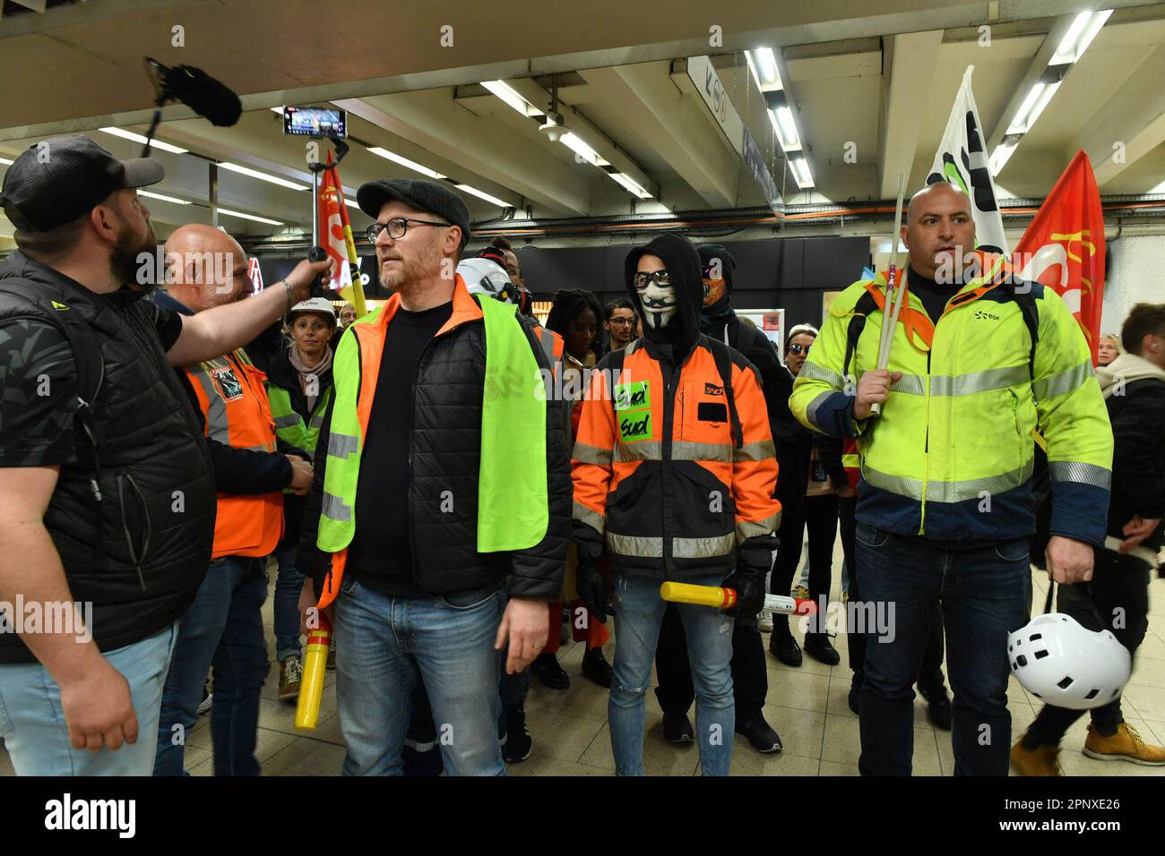 Paris, France. 20th Apr, 2023. Fabien Villedieu, Sud-rail union ...