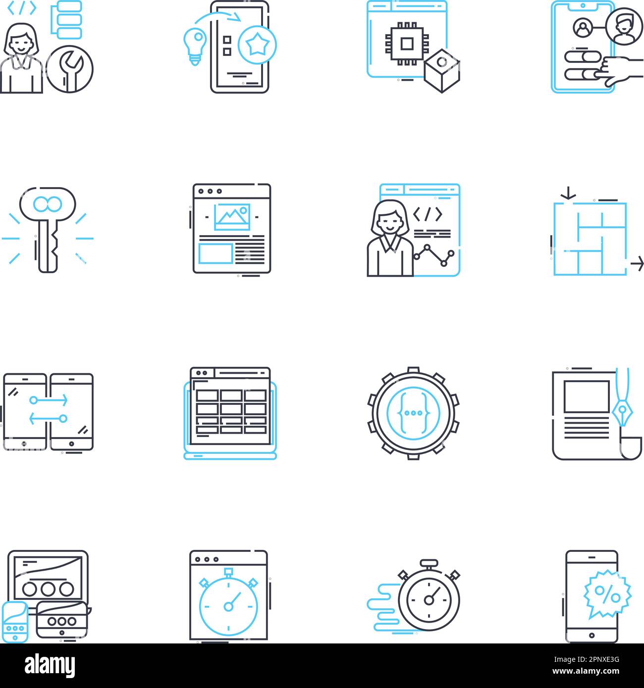 Electronic trading linear icons set. Algorithmic, Market, Trade ...