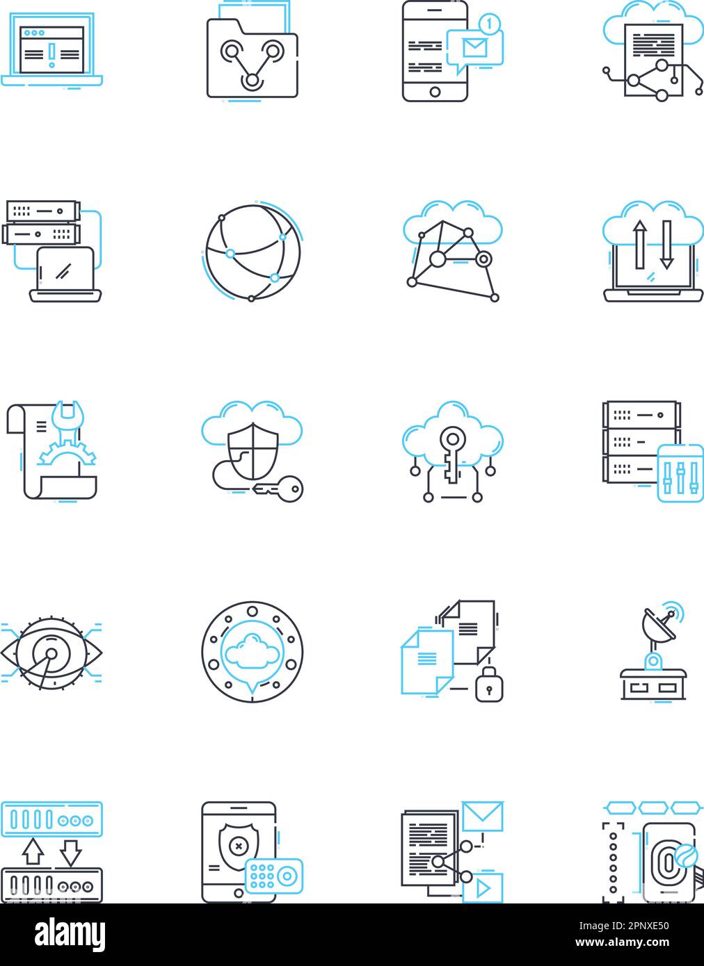 System Security Linear Icons Set Encryption Firewall Authentication