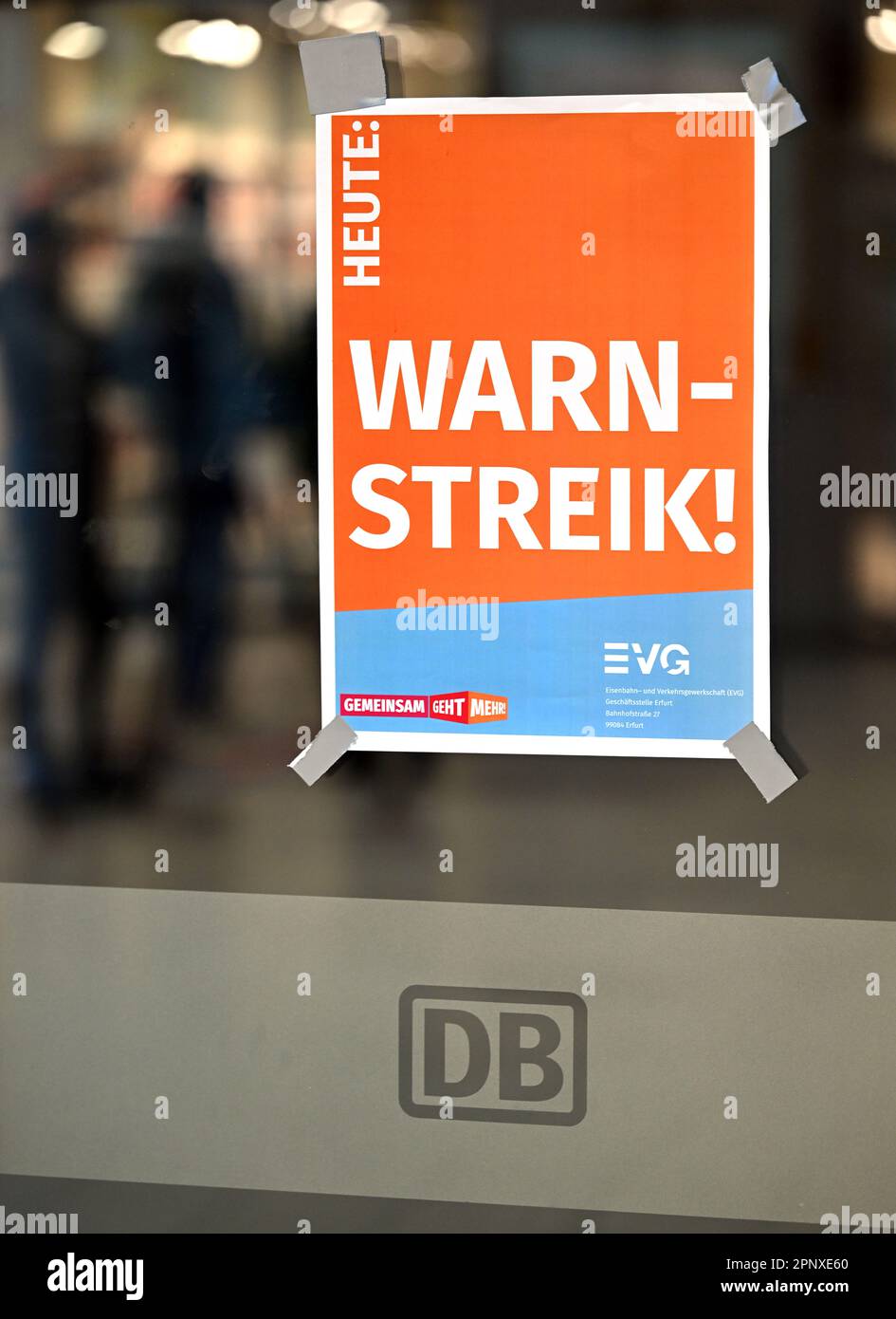 Erfurt, Germany. 21st Apr, 2023. "Warning strike today" is written on a ...
