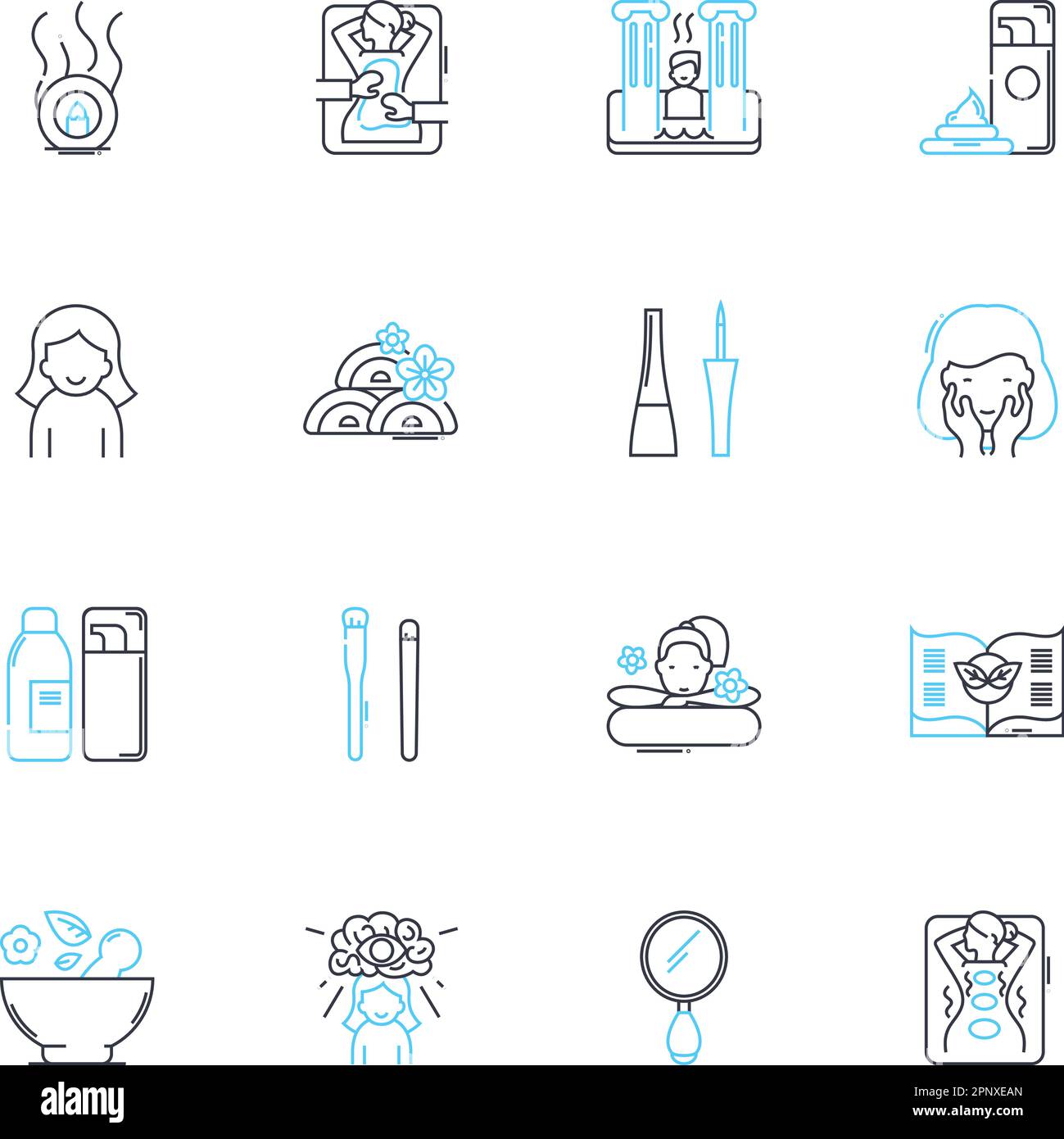 Hair styling linear icons set. Color, Cut, Style, Texture, Layers ...