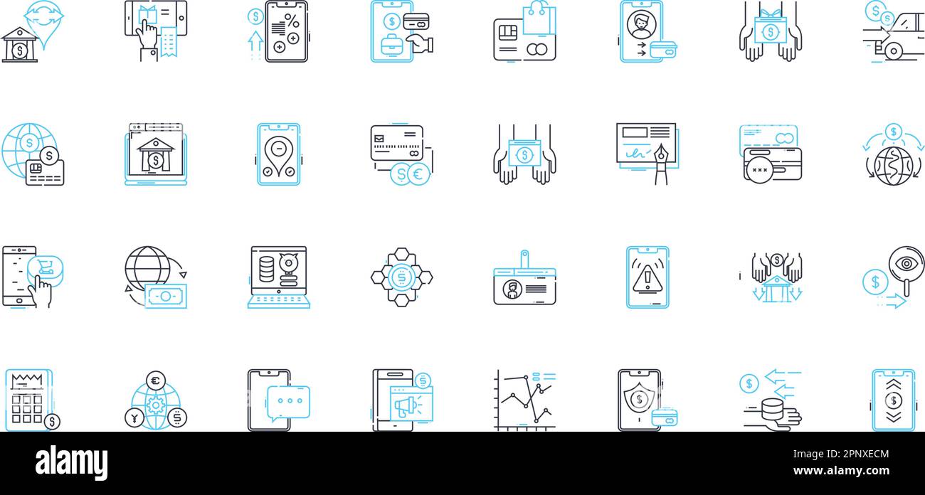 Finance linear icons set. Investment, Debt, Budgeting, Savings, Credit ...