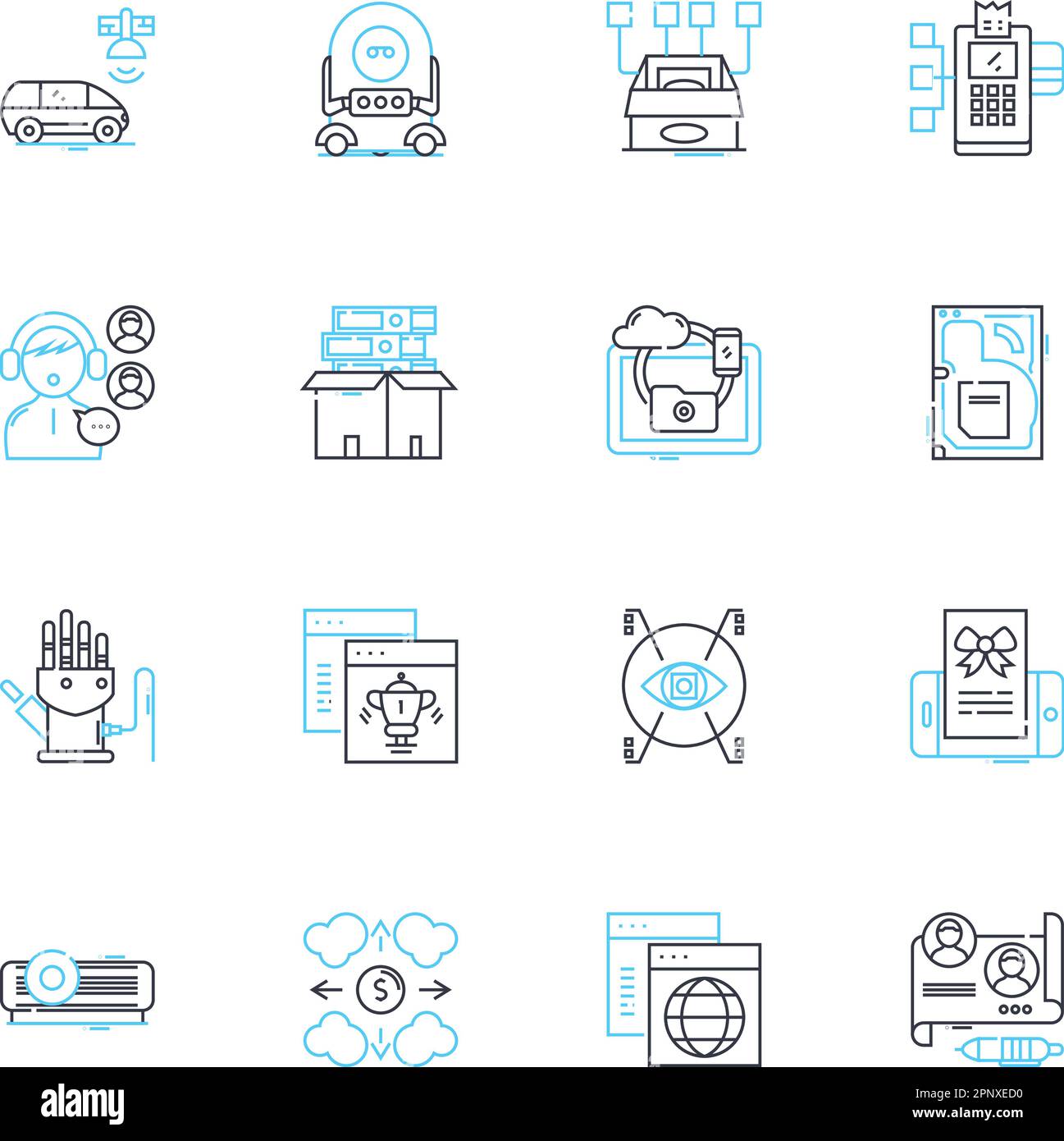 Brand awareness linear icons set. Recognition, Exposure, Visibility, Recall, Attention ...