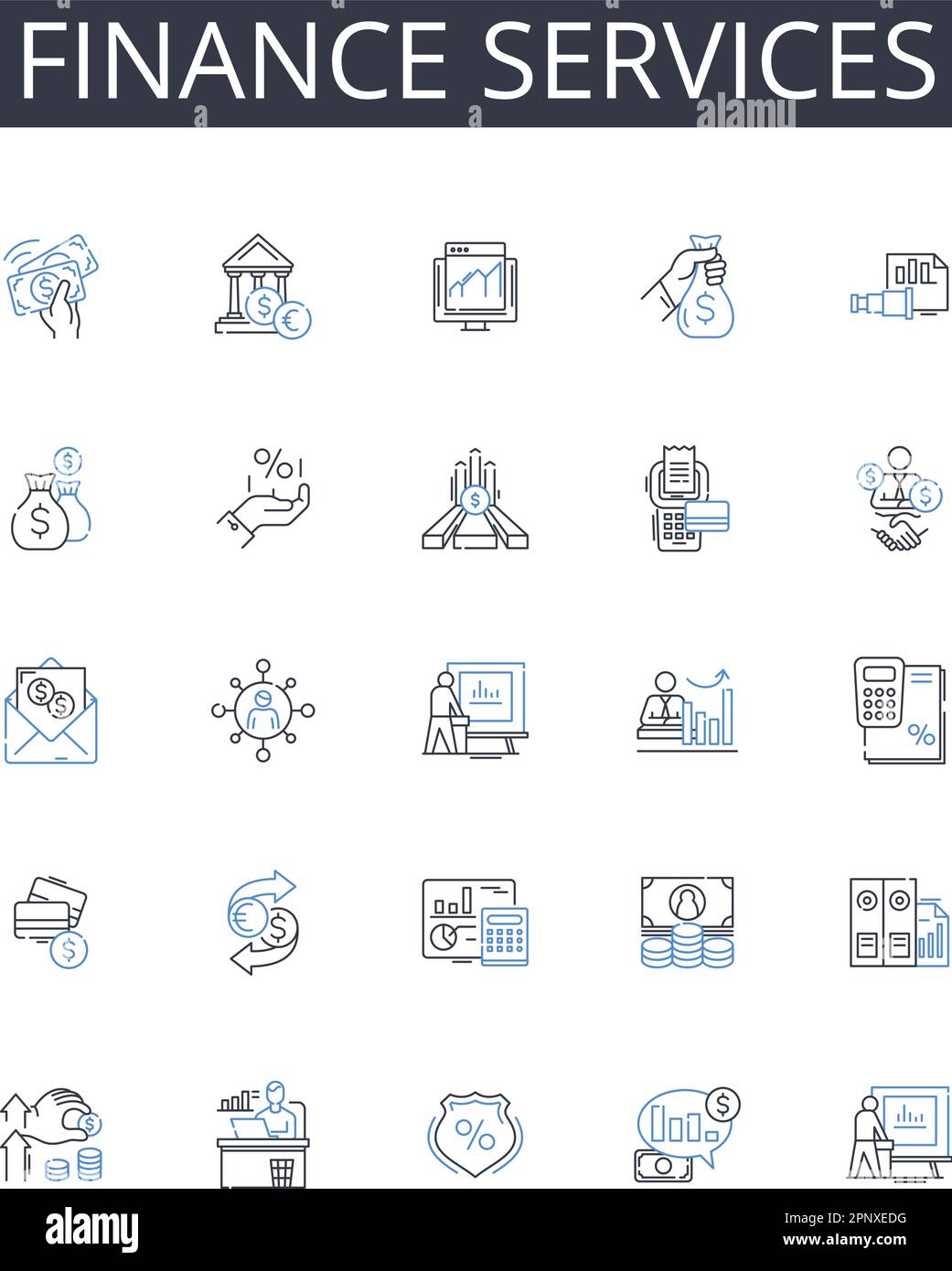 Finance services line icons collection. Banking, Investment, Accounting ...