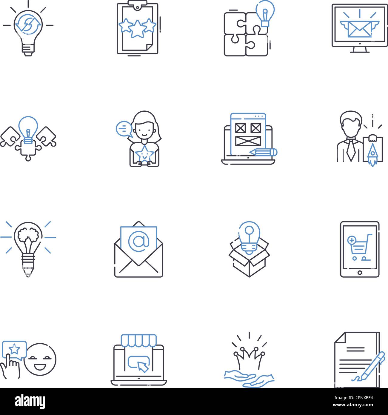 Communication plans line icons collection. Strategy, Messaging ...