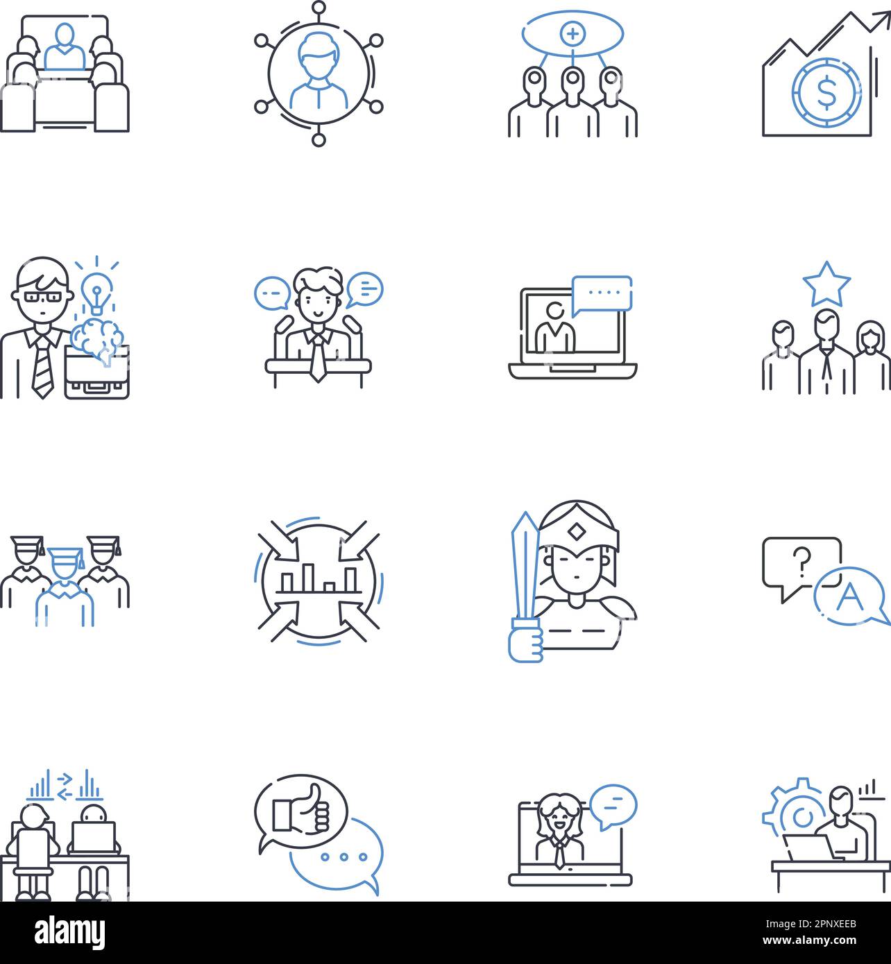 Competency enhancement line icons collection. Development, Skills, Performance, Learning ...