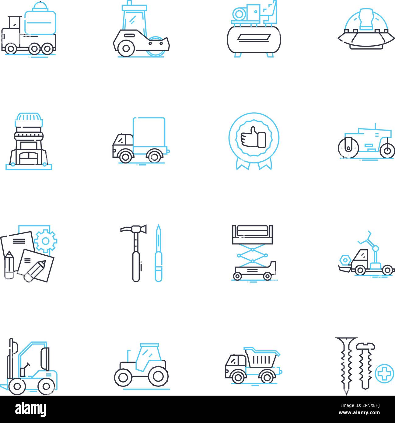 Manufacturing Tools Linear Icons Set Automation Cutting Drilling Forming Grinding