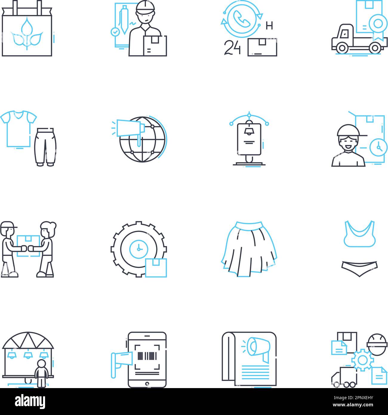 Supply Chain linear icons set. Logistics, Sourcing, Inventory ...