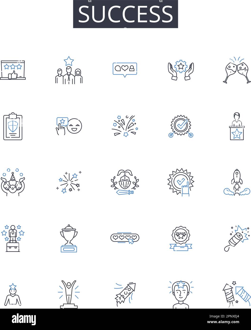 Success line icons collection. Prosperity, Achievement, Accomplishment ...