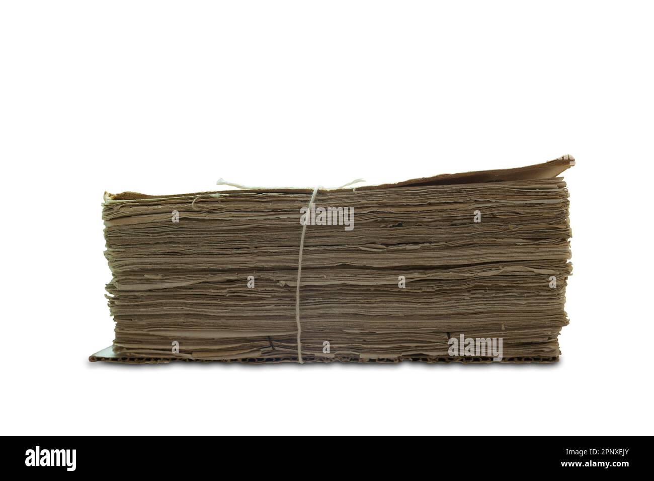 Old paper stack ready to be re-bound. Bookbinding worshop process Stock ...