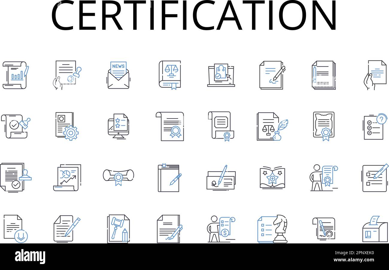 Certification line icons collection. Approval, Accreditation, Authentication, Authorization ...