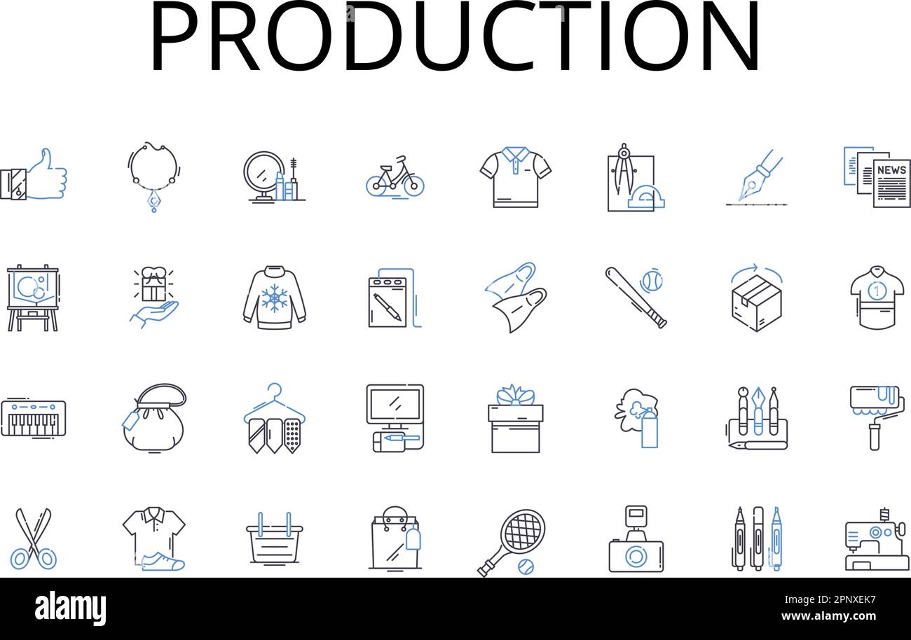 Production line icons collection. Creation, Development, Fabrication ...