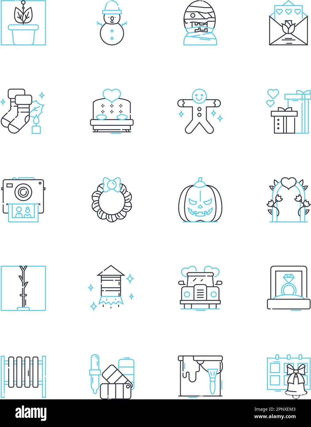 Decorative elements linear icons set. Ornamentation, Trimmings ...