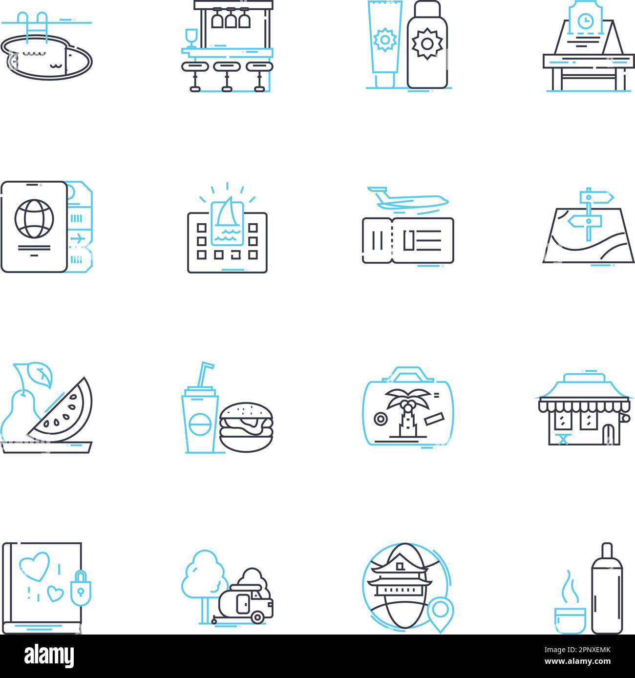Gastronomy linear icons set. Cuisine, Flavor, Spice, Savory, Sweet ...