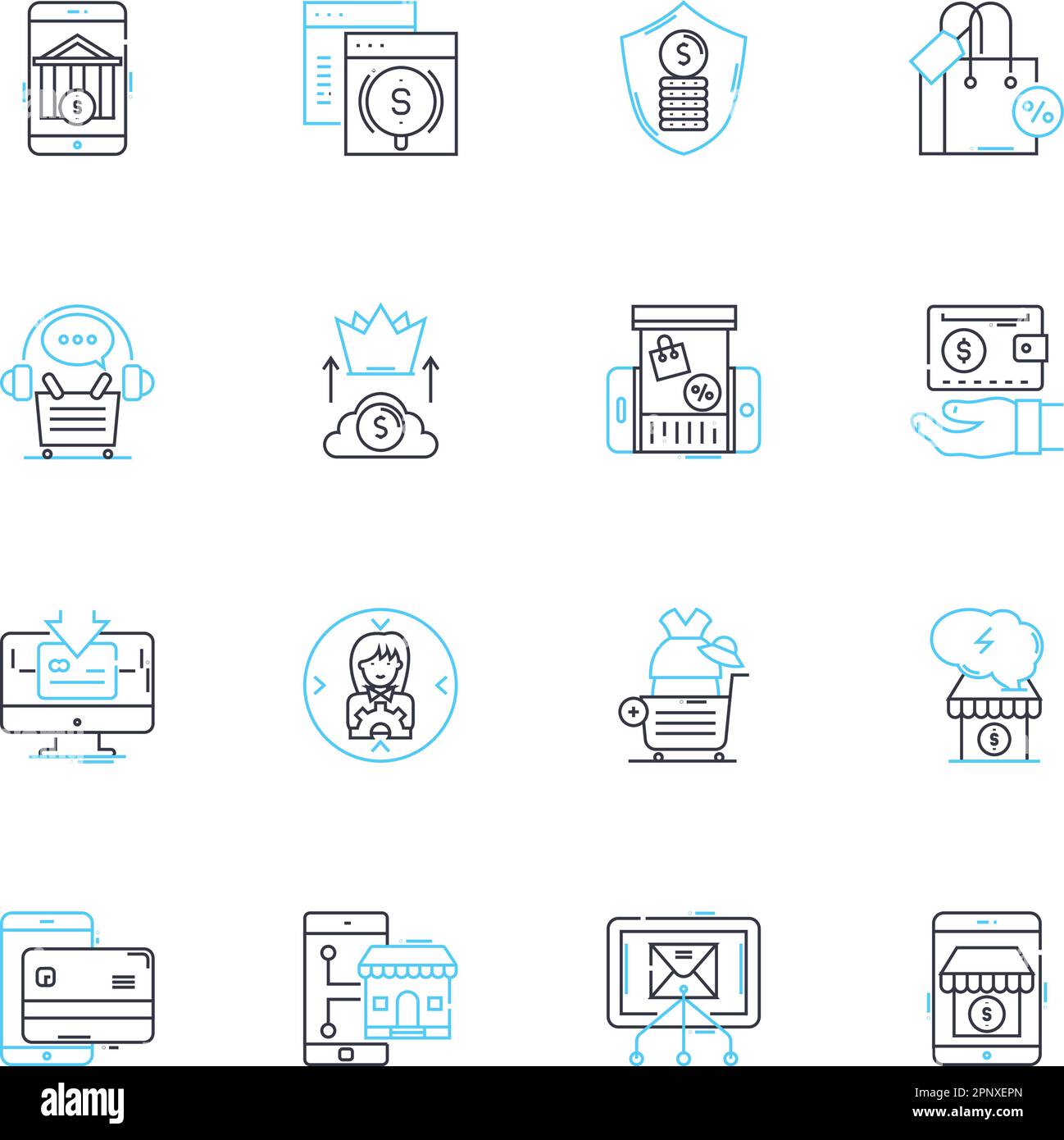 Trading Platform Linear Icons Set Interface Functionality User Friendly Efficiency