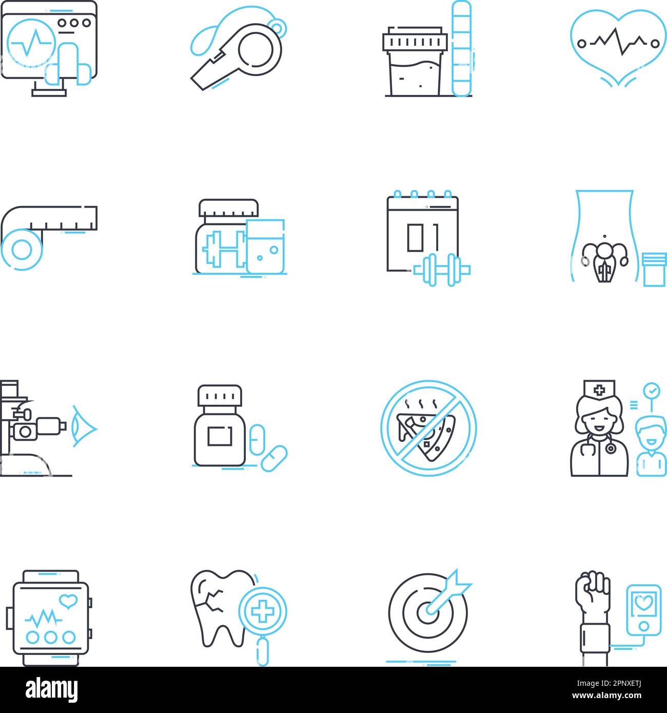 Vigor linear icons set. Energy, Vitality, Strength, Stamina, Resilience ...