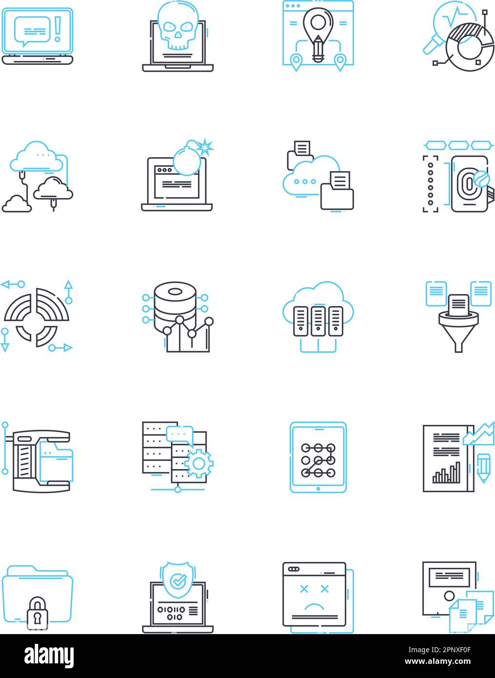 Privacy Measures Linear Icons Set Encryption Anonymity Firewall Security Confidentiality