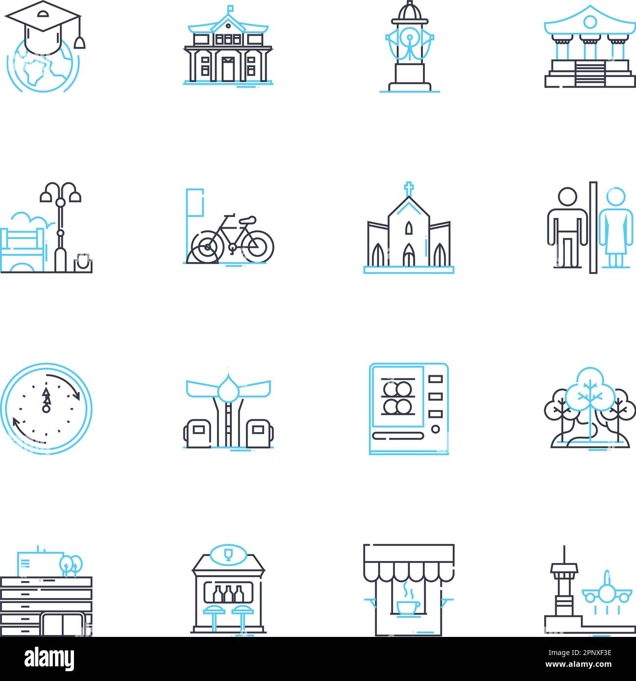 Contemporary cosmopolitan linear icons set. Urban, Modern, Global ...