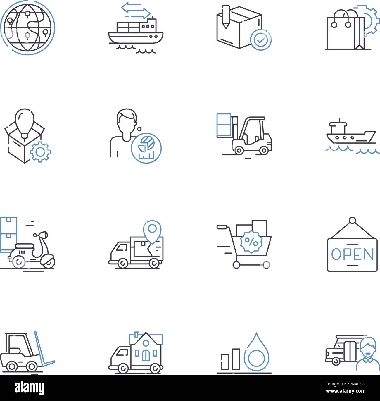 Product distribution line icons collection. Logistics, Transportation ...