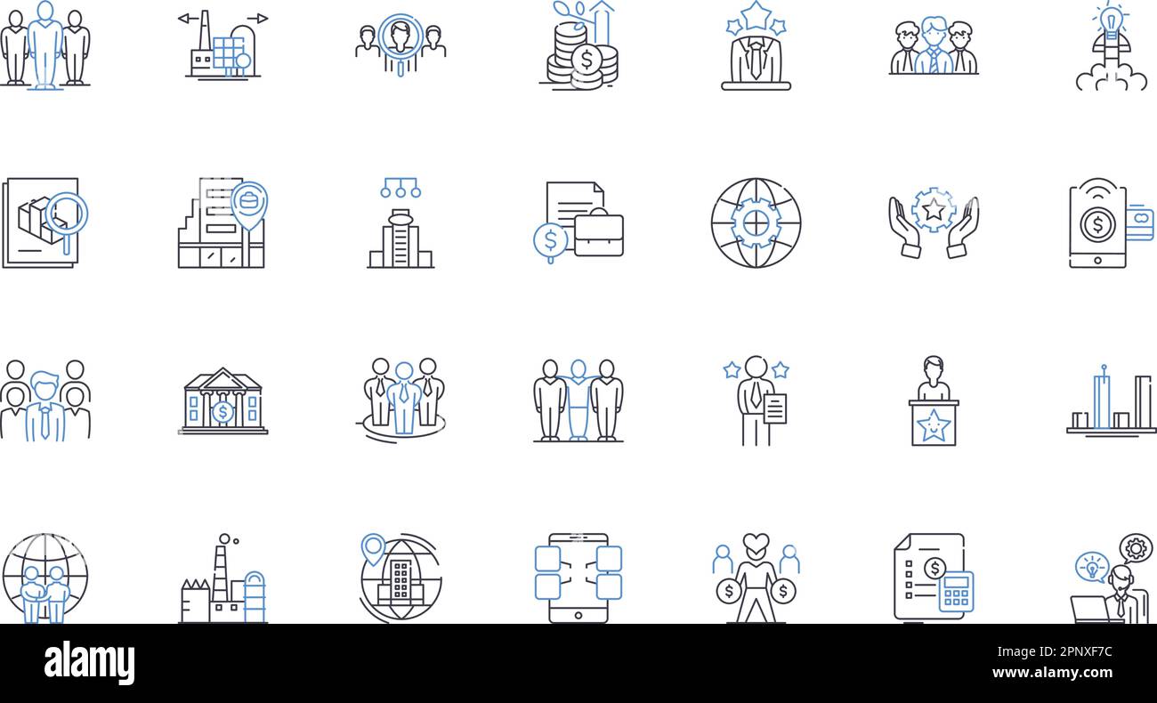Intercontinental business line icons collection. Globalization ... Intercontinental business line icons collection. Globalization ...
