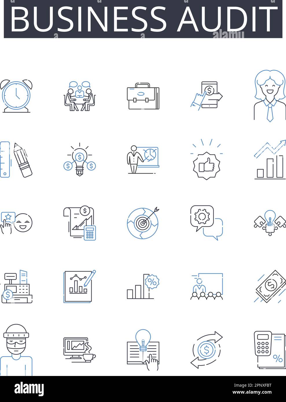 Business audit line icons collection. Expert, Skilled, Professional ...