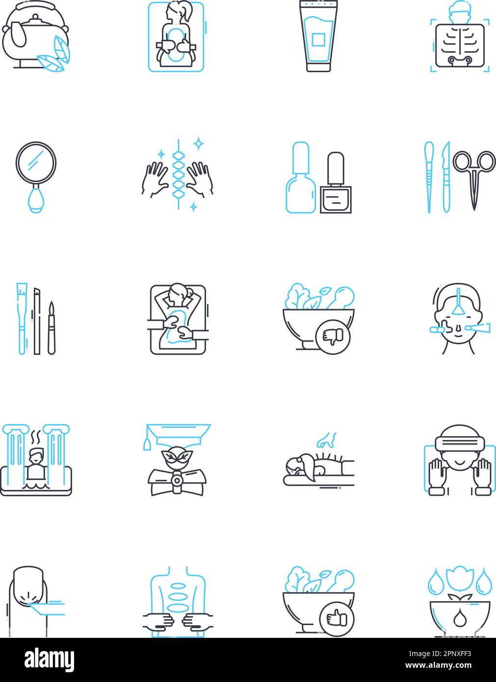 Wellness center linear icons set. Relaxation, Mindfulness, Meditation ...