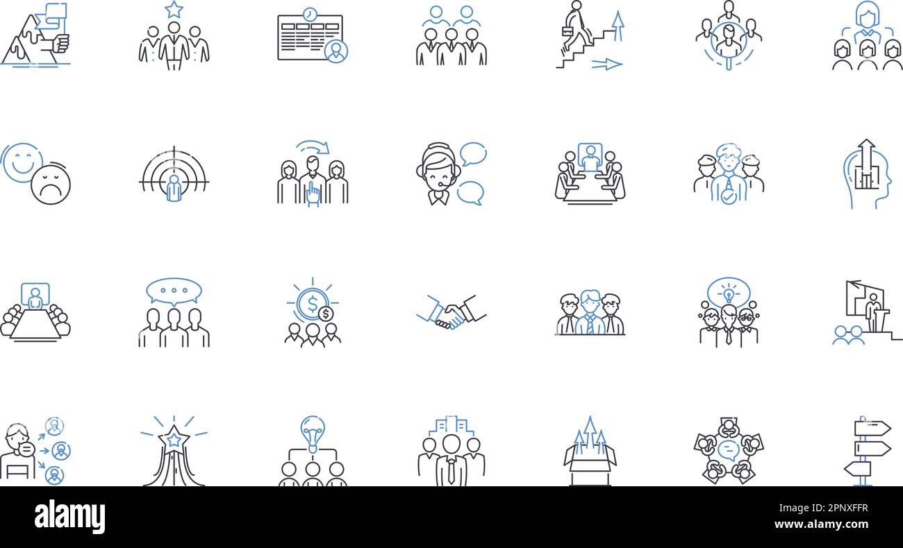 Collaborative Teamwork Line Icons Collection Synergy Cooperation Partnership Unity