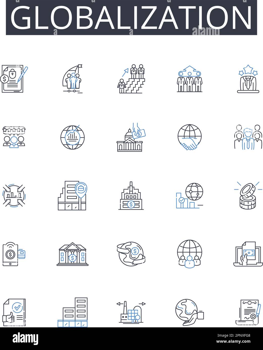 Globalization Line Icons Collection Response Planning Preparedness Mitigation Communication