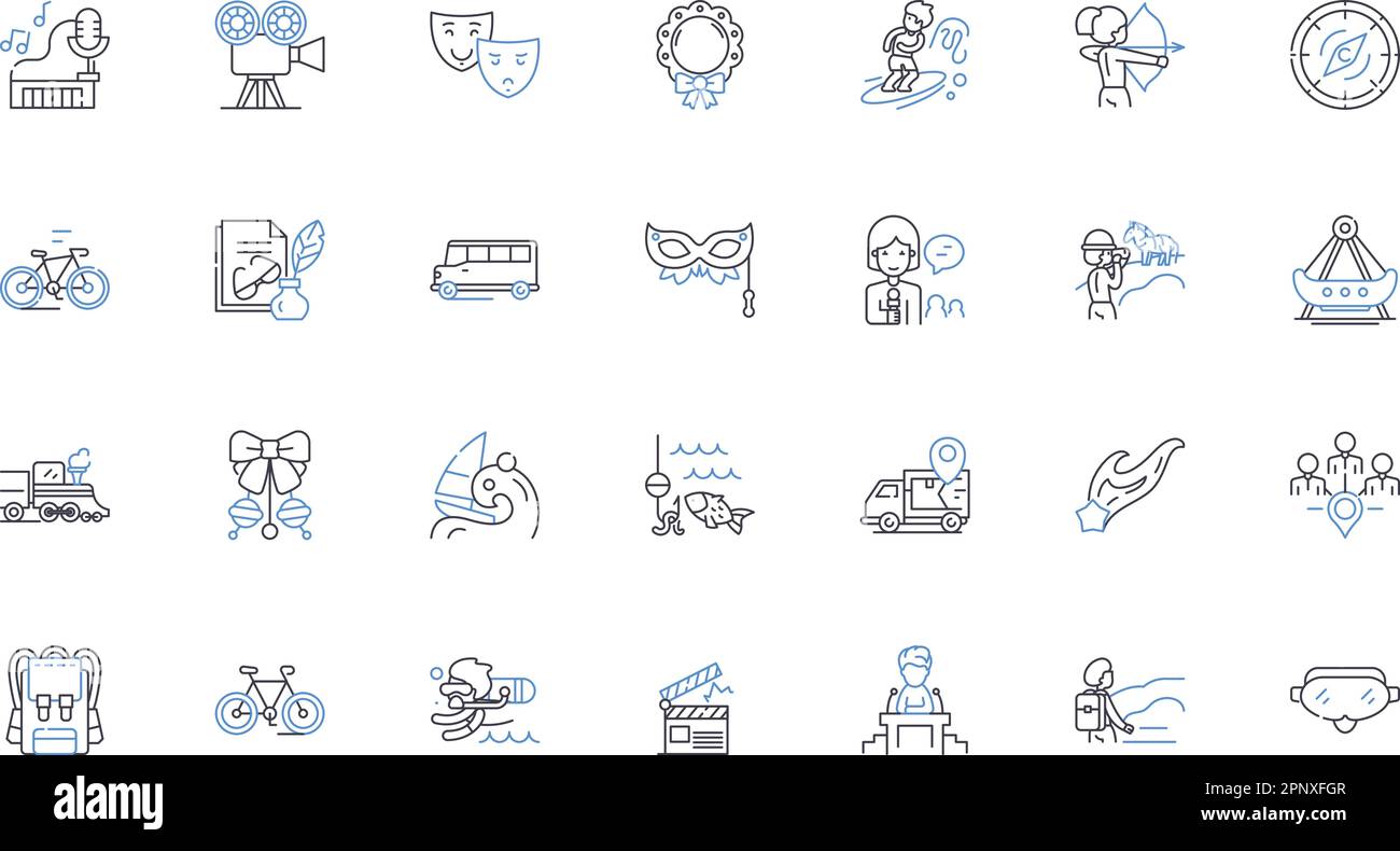 Amusing diversions line icons collection. Trivia, Puzzles, Games ...