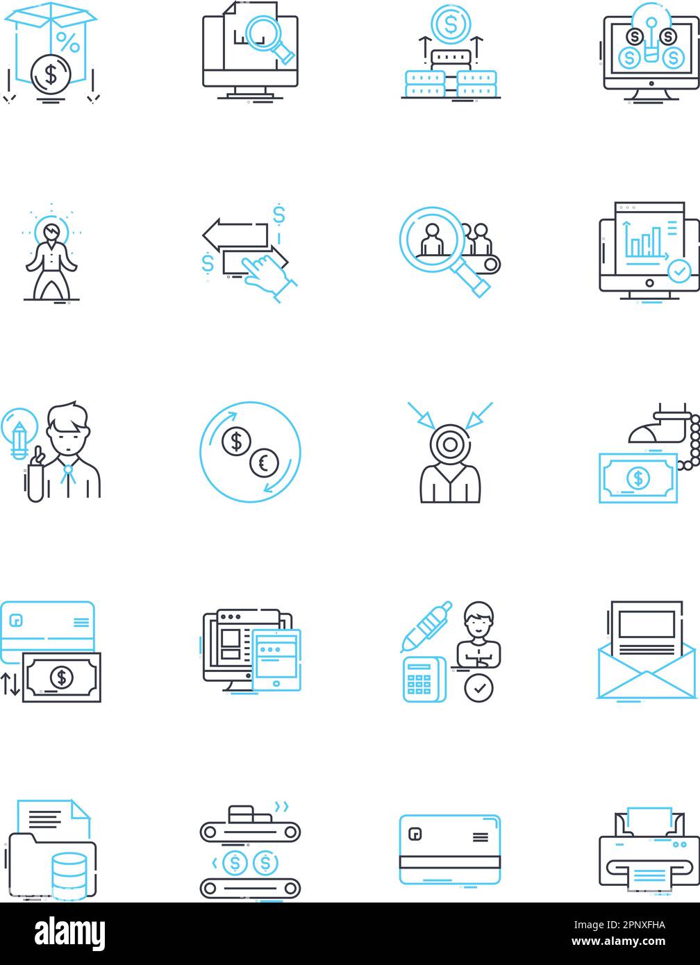 Investment banking linear icons set. Capital, Financing, Securities ...