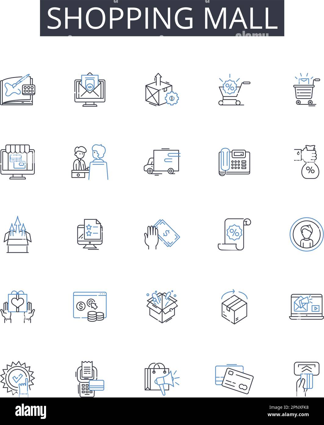 Shopping mall line icons collection. Grocery store, Department store ...