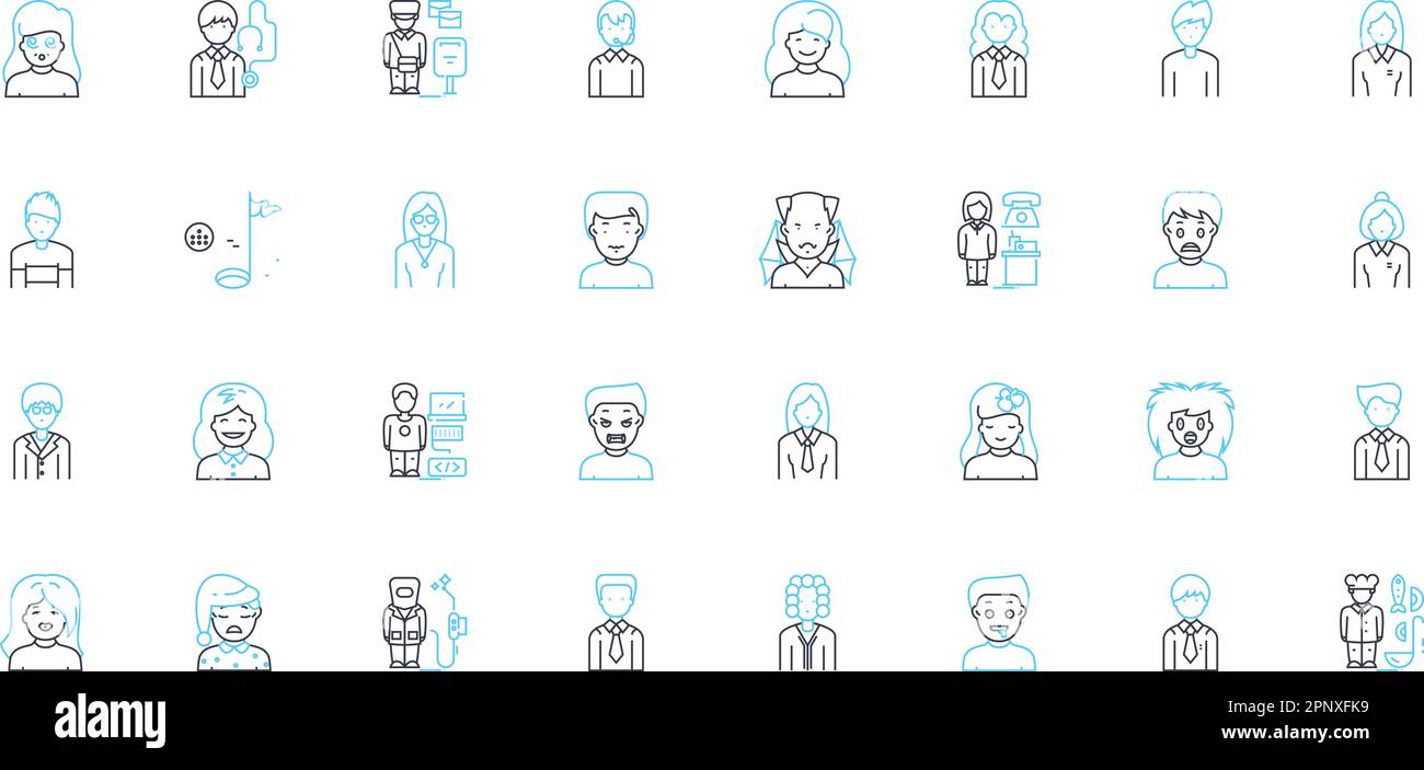 Ethnic profile linear icons set. Diversity, Culture, Heritage ...