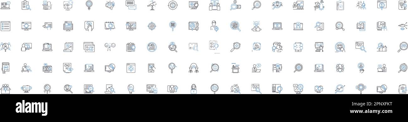Analysis line icons collection. Interpretation, Evaluation, Breakdown ...