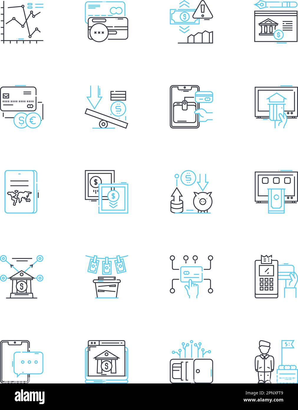 Wealth linear icons set. Prosperity, Affluence, Fortune, Opulence ...