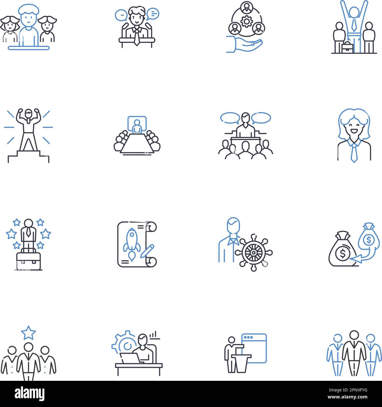 Intelligence-driven leadership line icons collection. Insightful, Analytical, Strategic ...