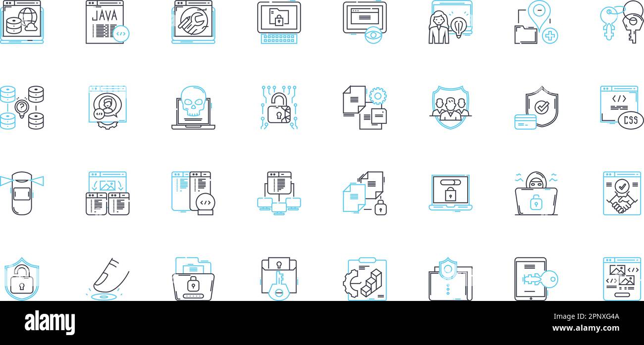 Information Protection Linear Icons Set Encryption Privacy Security