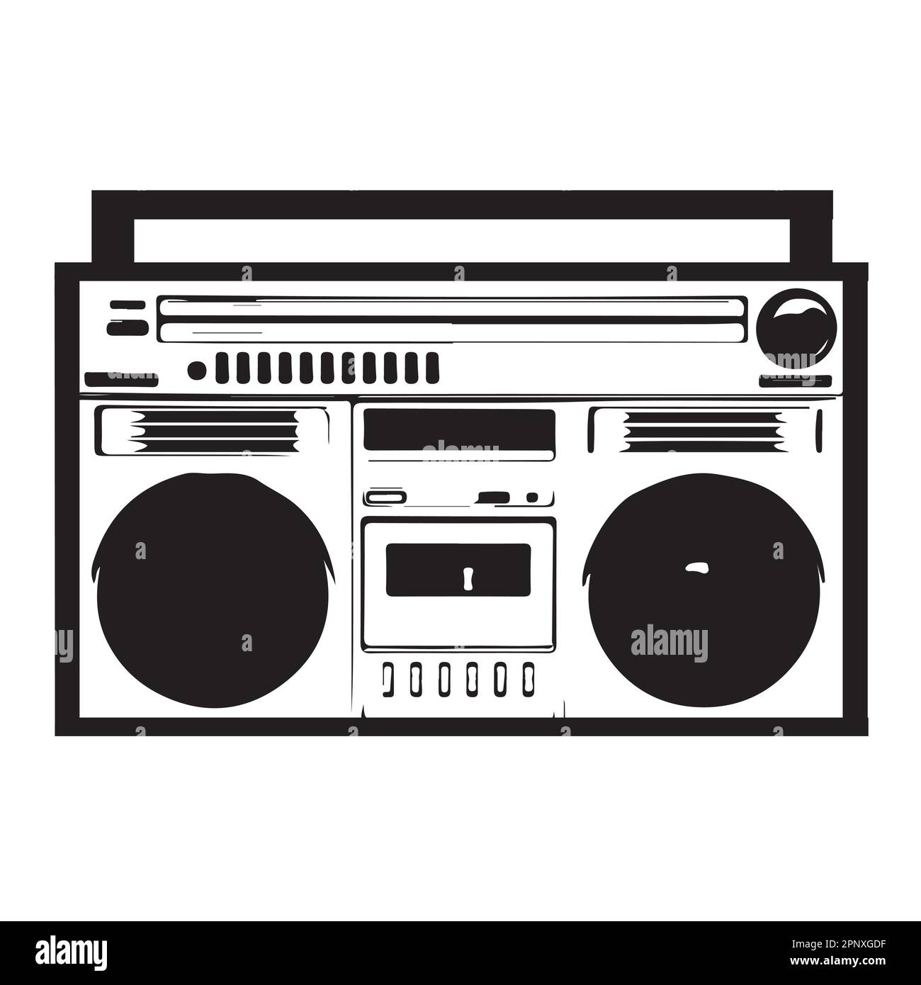 Retro portable stereo radio cassette recorder Vector illustration Stock ...