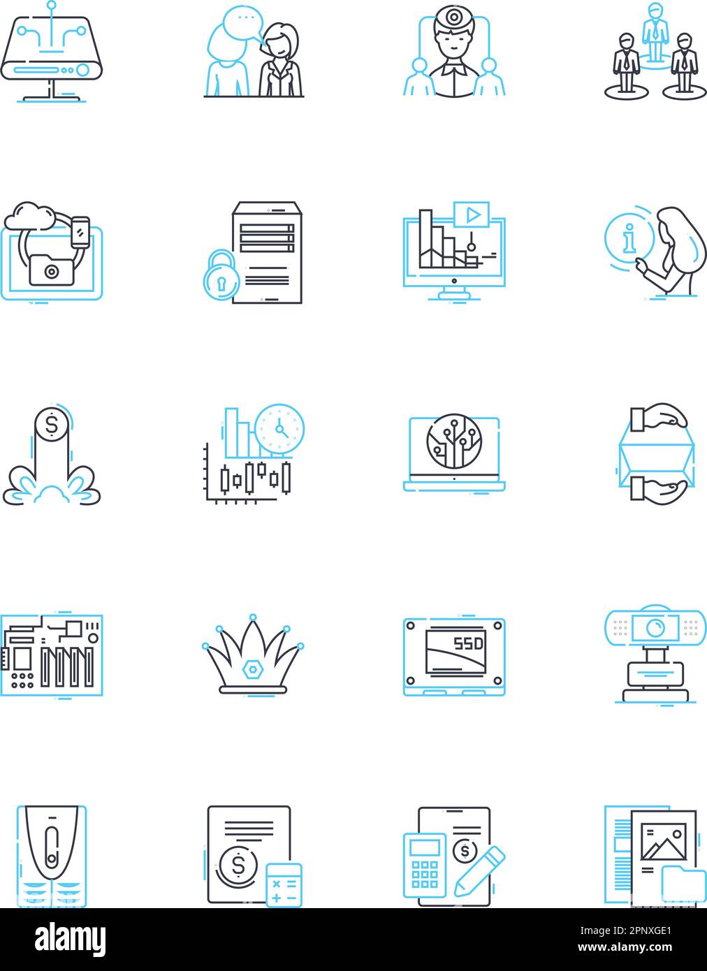E-commerce plan linear icons set. Online, Sales, Retail, Marketing ...