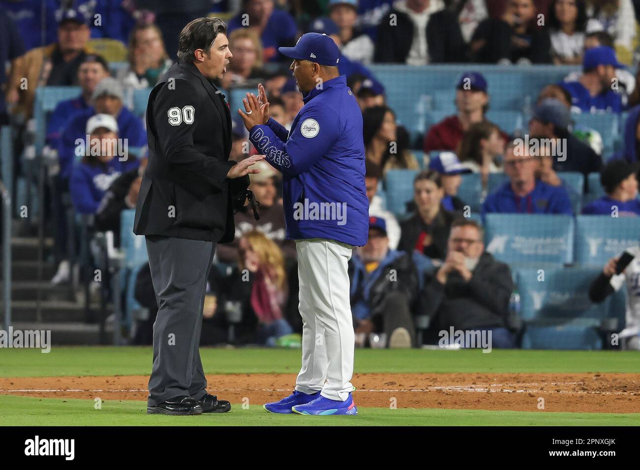 LOS ANGELES, CA - APRIL 17: Los Angeles Dodgers manager Dave Roberts ...