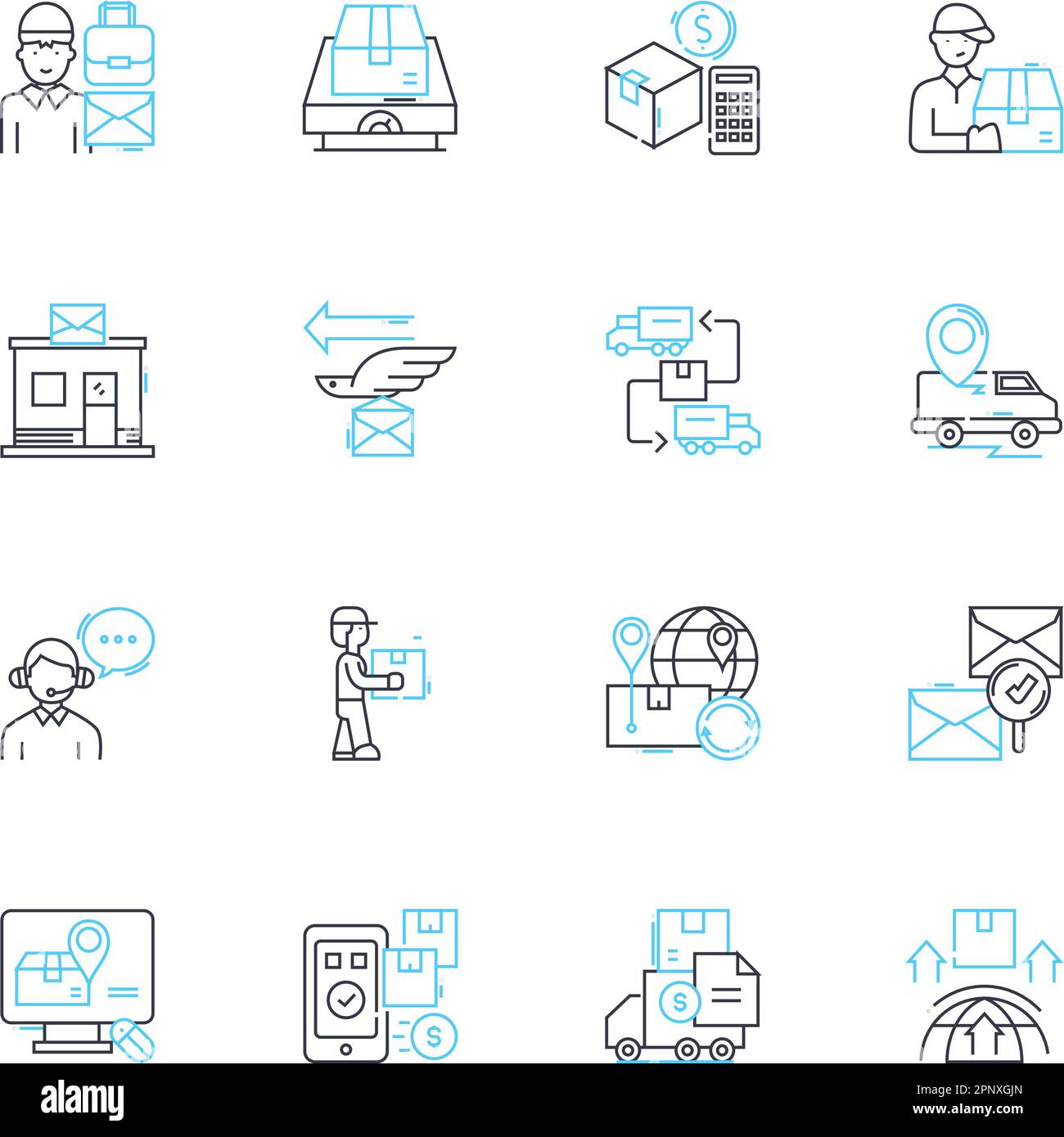 Parcel linear icons set. Delivery, Shipping, Mail, Package, Courier ...