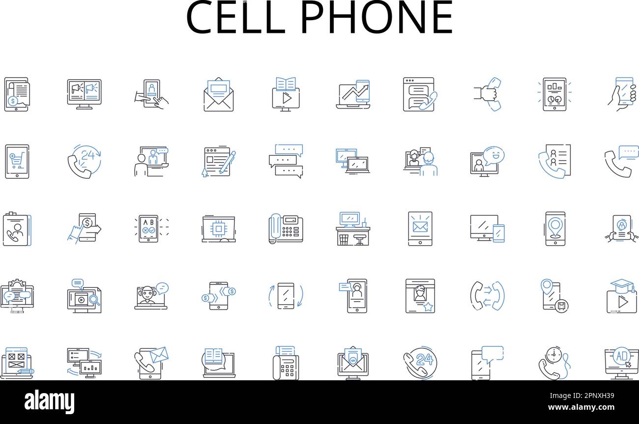 Cell phone line icons collection. Telemedicine, Wearables, E-health ...