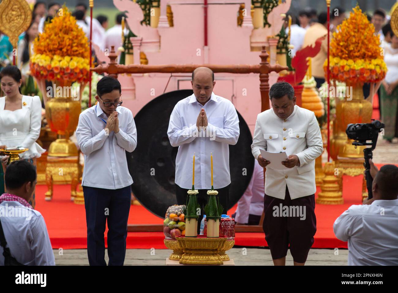 Angkor Wat, Siem Reap, Cambodia - April 13, 2023: Hun Many ,centre ...