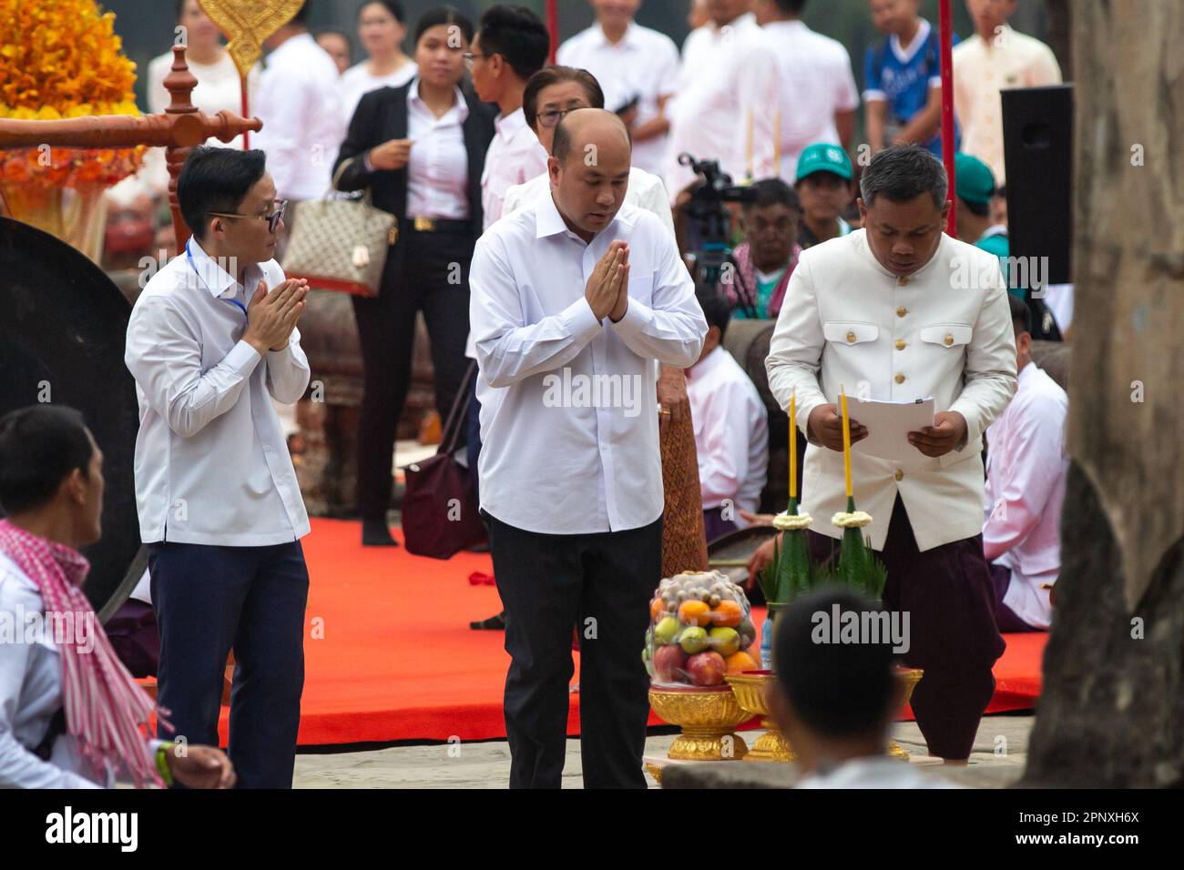 Angkor Wat, Siem Reap, Cambodia - April 13, 2023: Hun Many ,centre ...