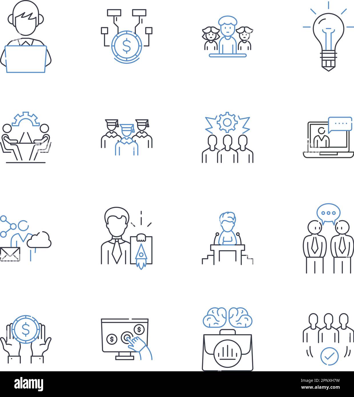 Labor contentment line icons collection. Satisfaction, Gratification ...