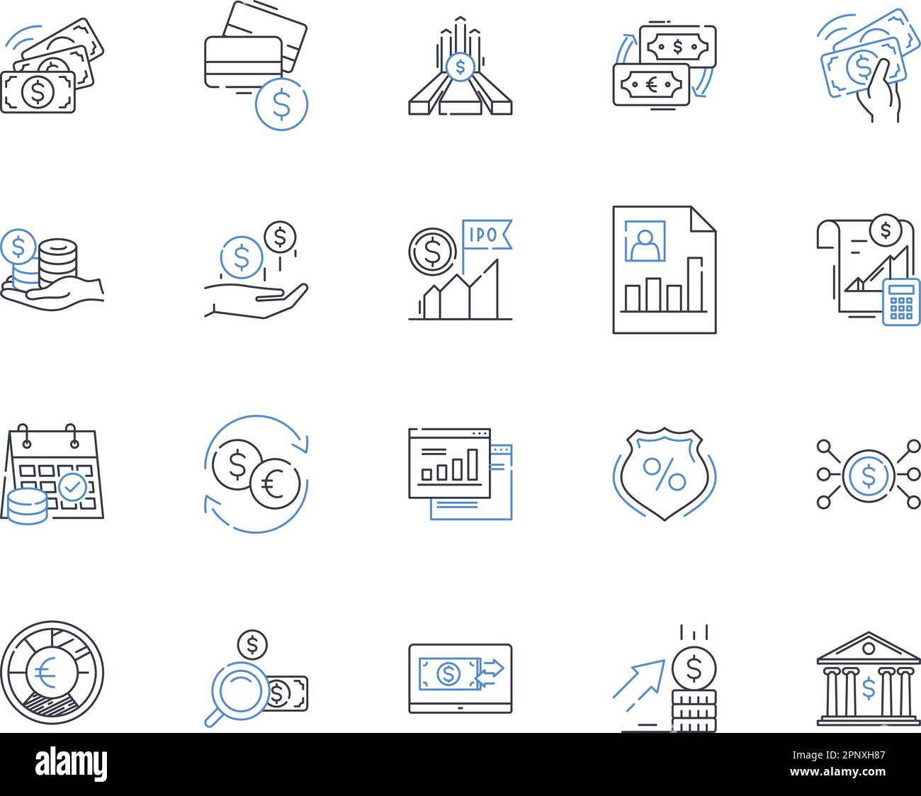 Investment cell line icons collection. Portfolio, Diversification ...