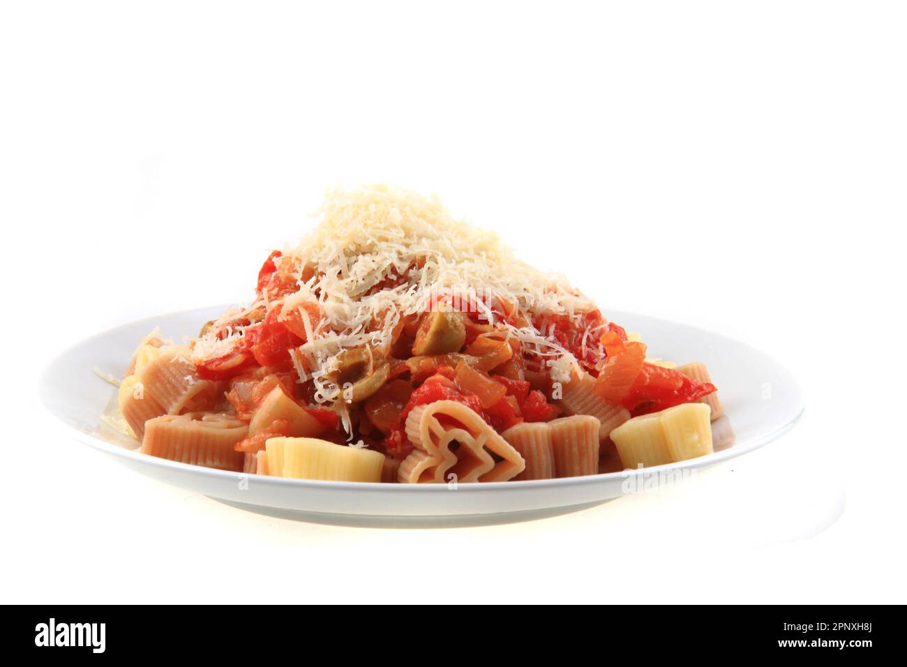 pasta with olives and tomatoes as nice gourmet background Stock Photo ...