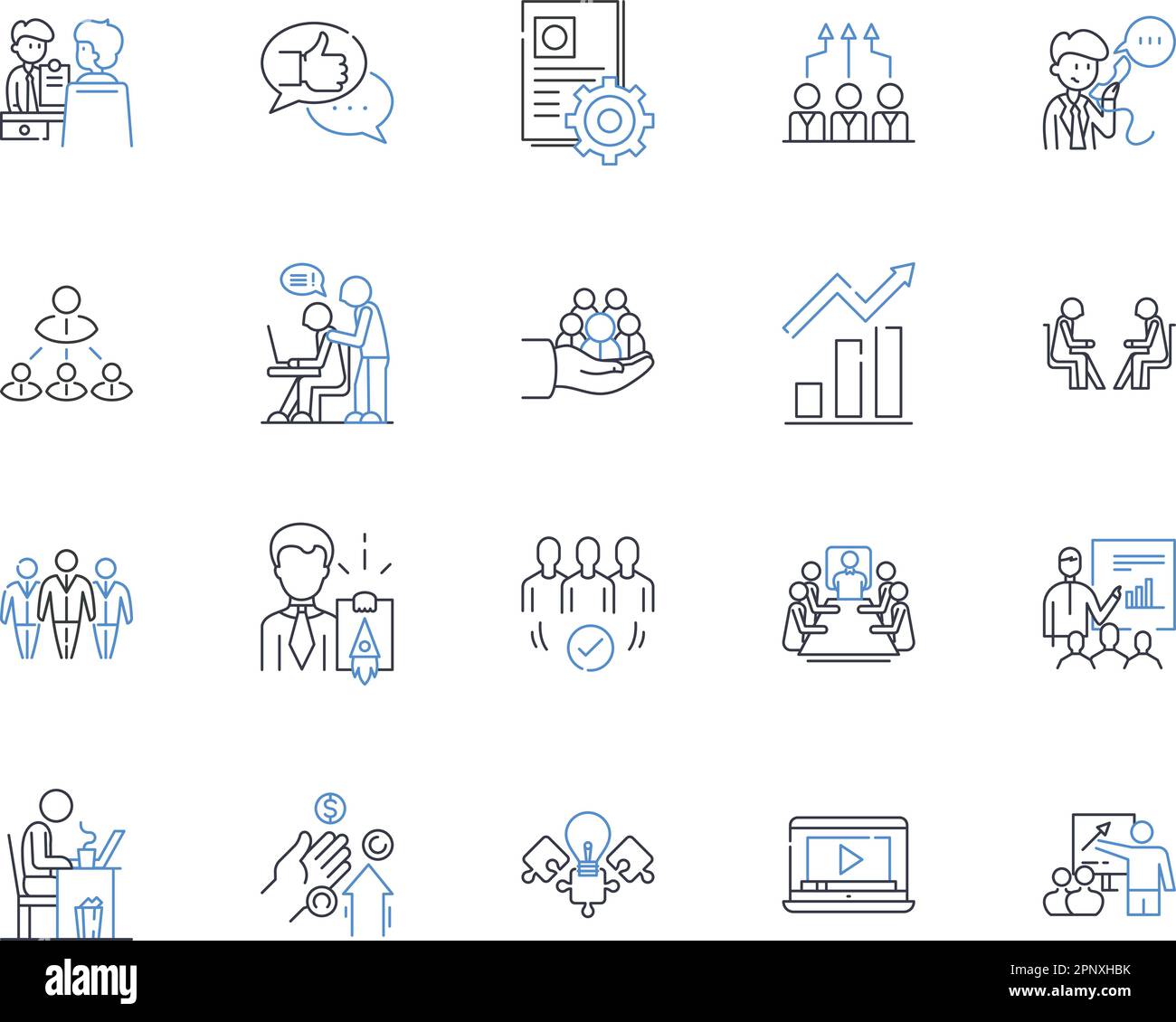 President and livelihood line icons collection. economy, jobs ...