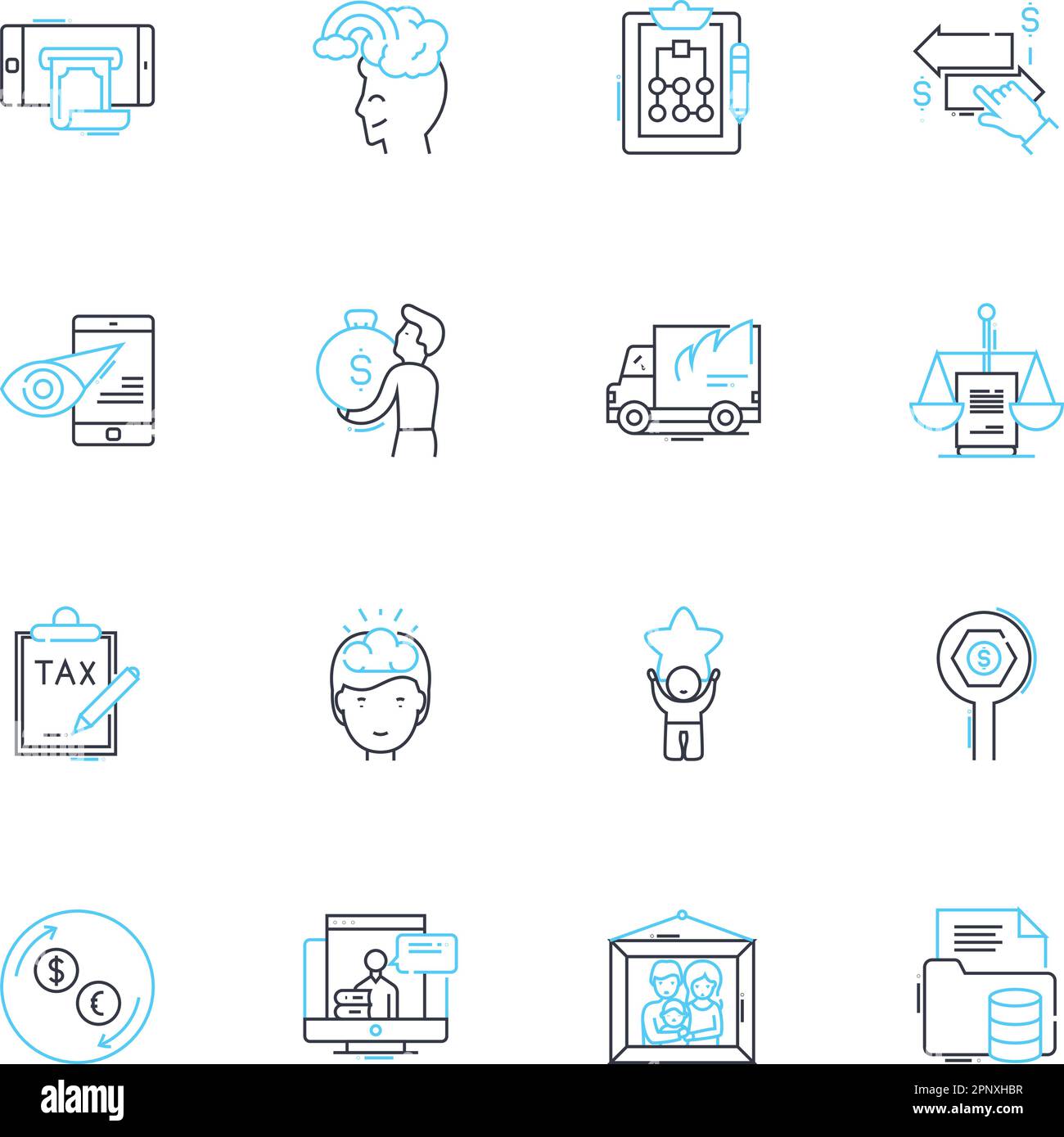 Online financing linear icons set. Digital, Instant, Secure, Convenient ...