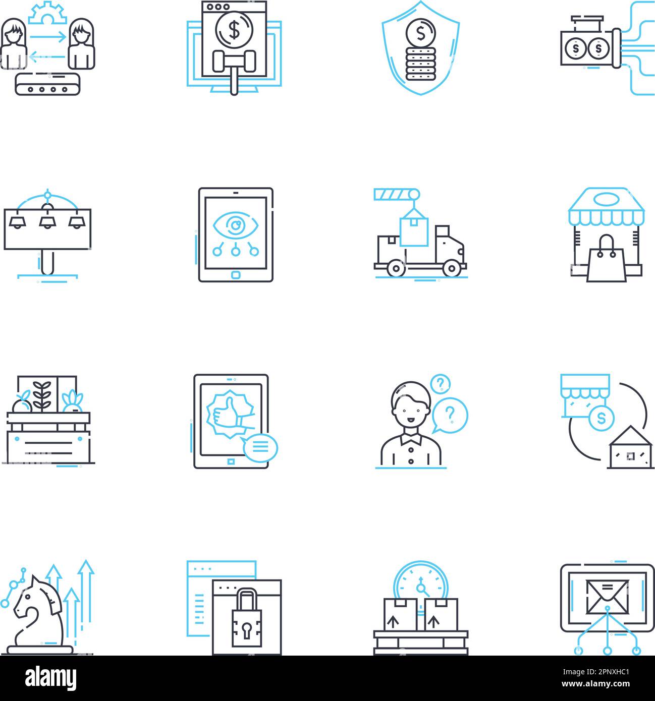 Online purchases linear icons set. Ecommerce, Shopping, Transactions ...