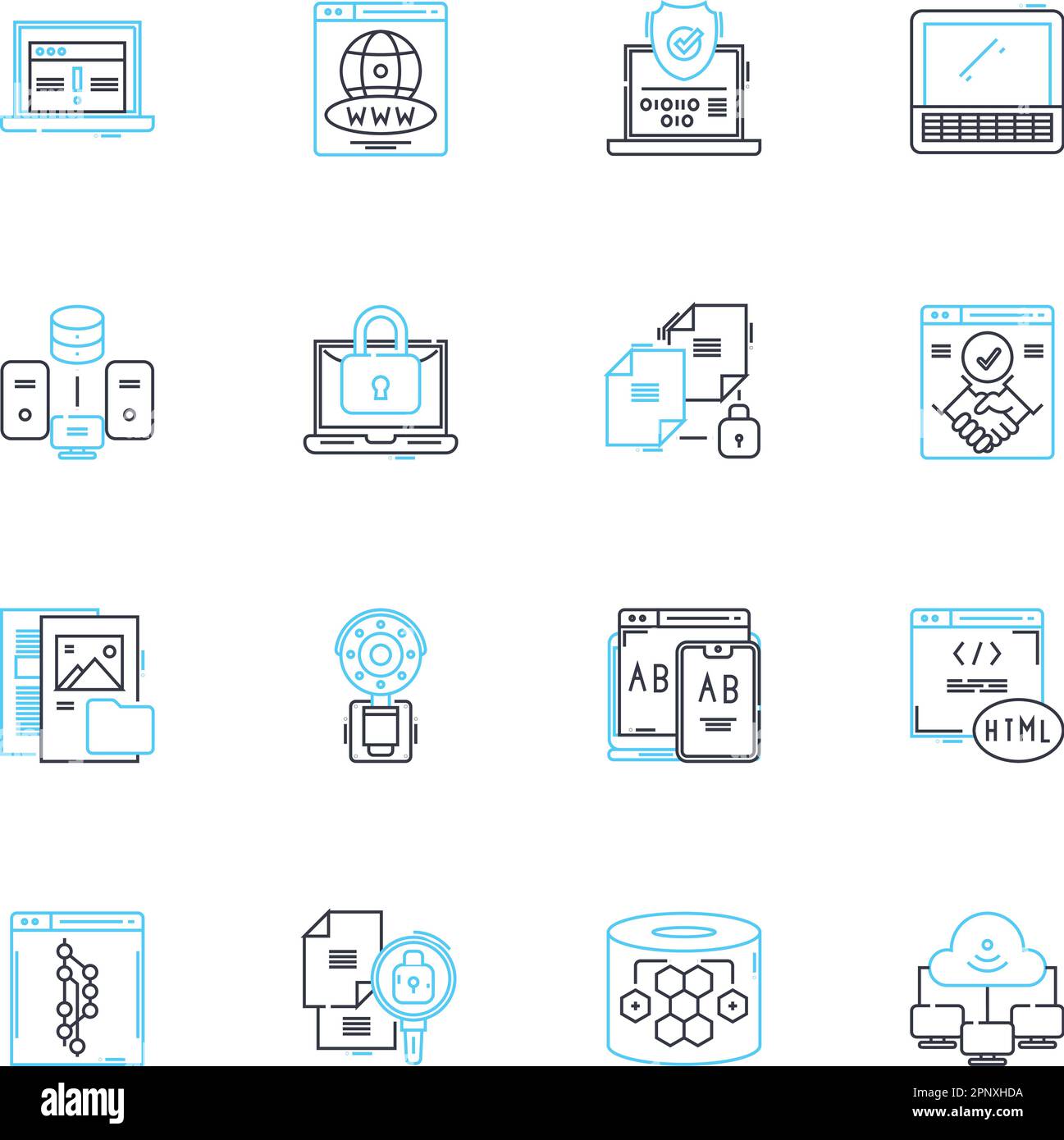Information Protection Linear Icons Set Encryption Privacy Security